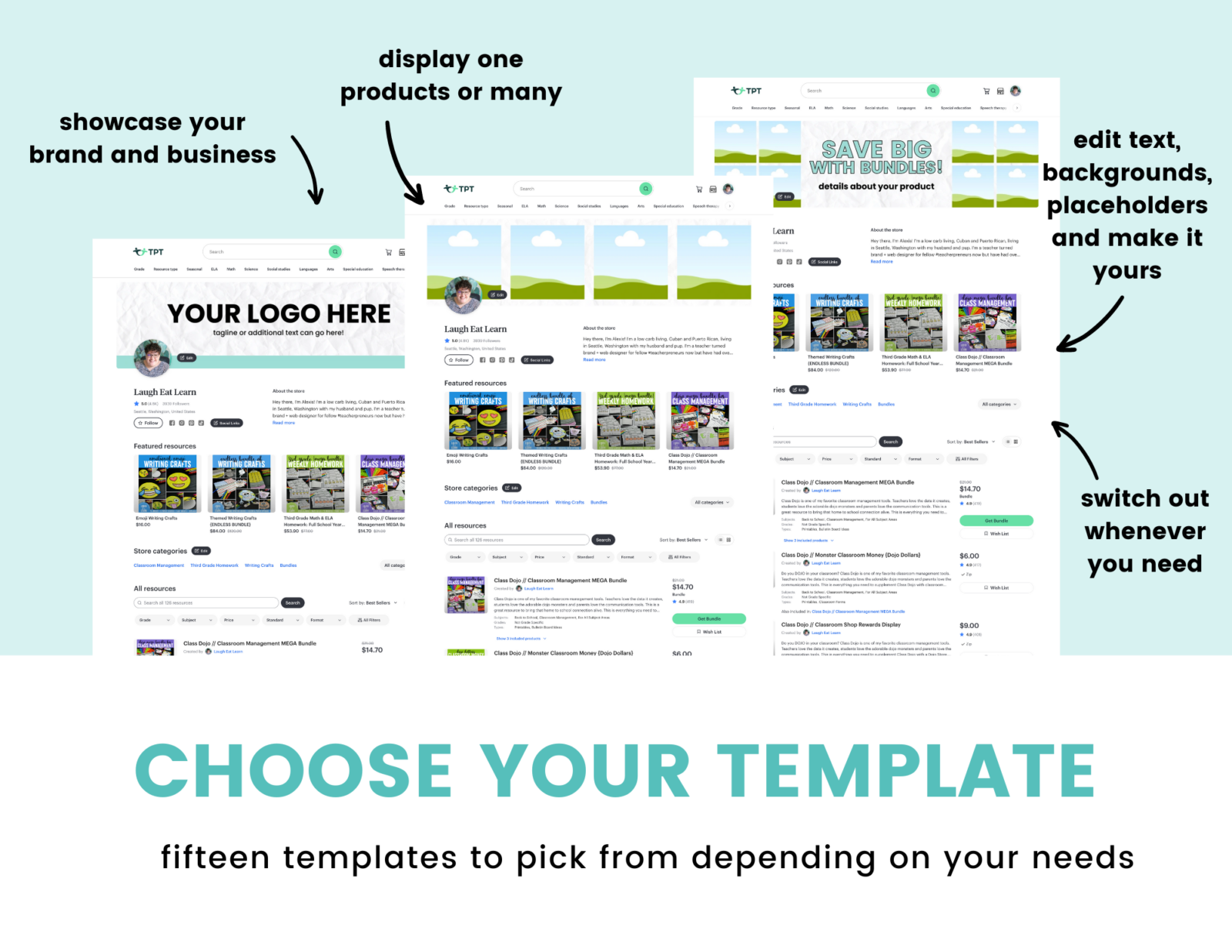 TPT Profile Banner Templates • Laugh Eat Learn