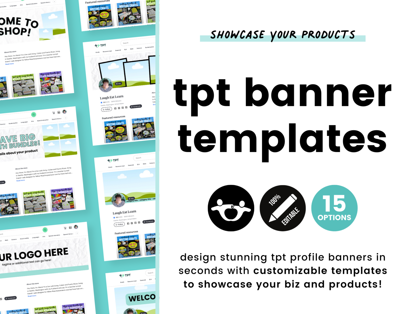TPT Profile Banner Templates • Laugh Eat Learn