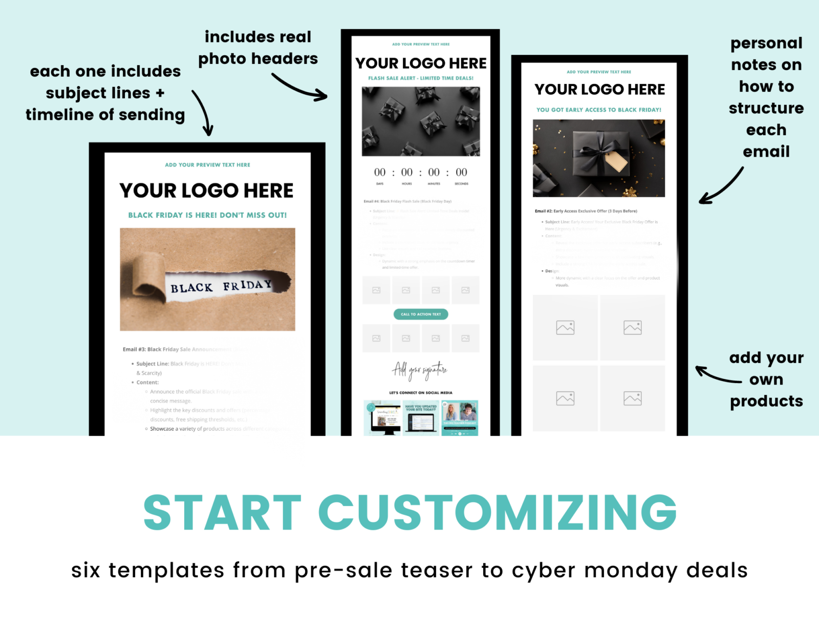 Black Friday Pack - Flodesk Newsletter Templates • Laugh Eat Learn
